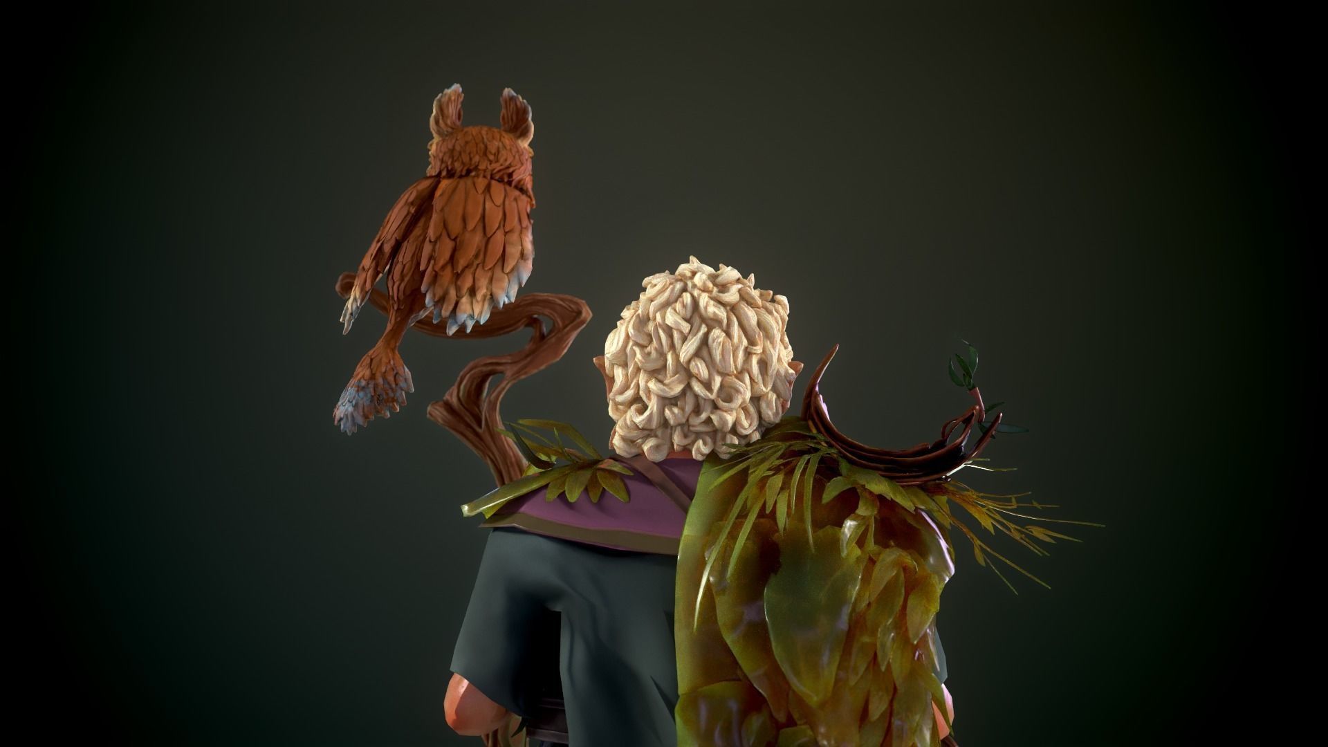 3D model Low poly character druid with creature VR / AR / low-poly ...