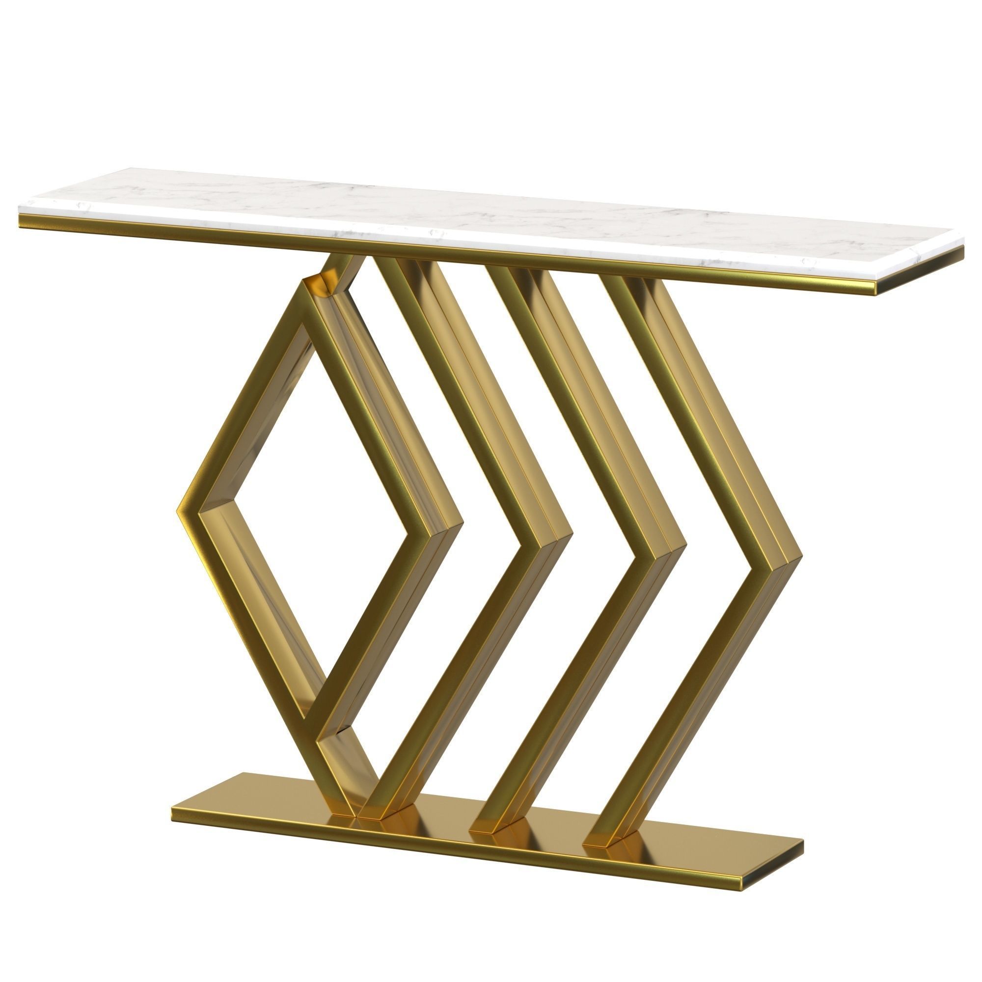 White Rectangular Narrow Console Table Luxury Modern 3D model | CGTrader