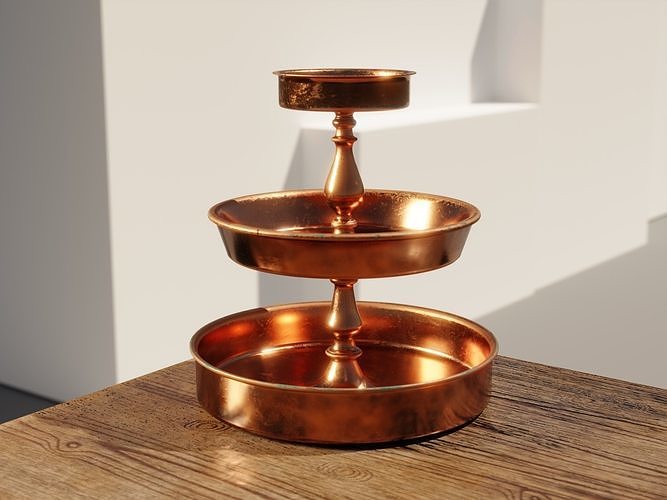 Copper Tiered Stand Mid Poly 3D model | CGTrader