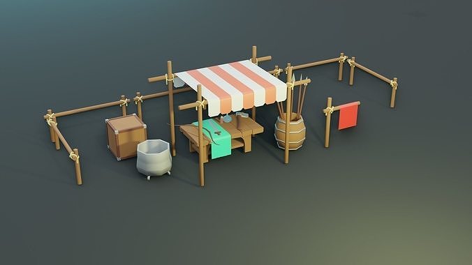Medieval merchant Low Poly game assets pack free VR / AR / low-poly 3D ...