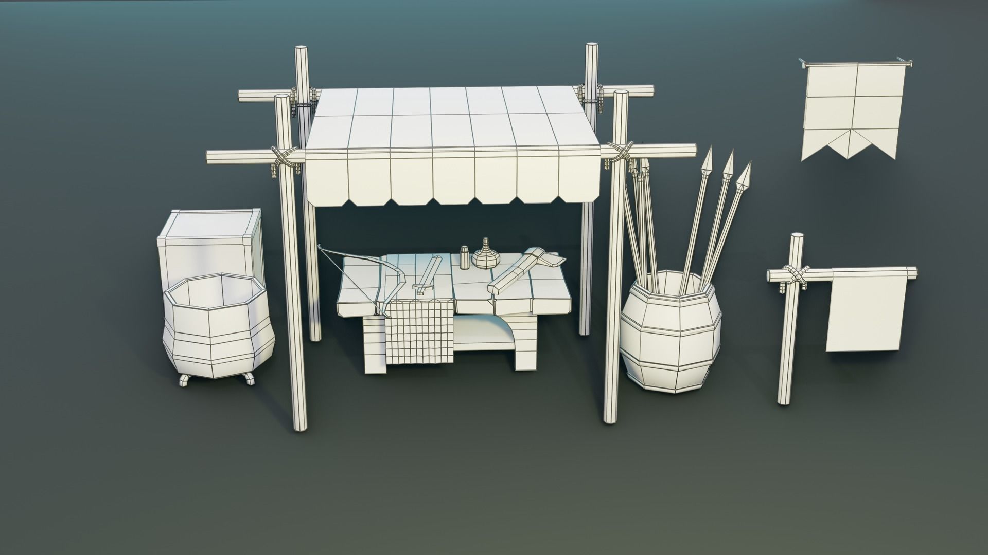 Medieval merchant Low Poly game assets pack free VR / AR / low-poly 3D ...