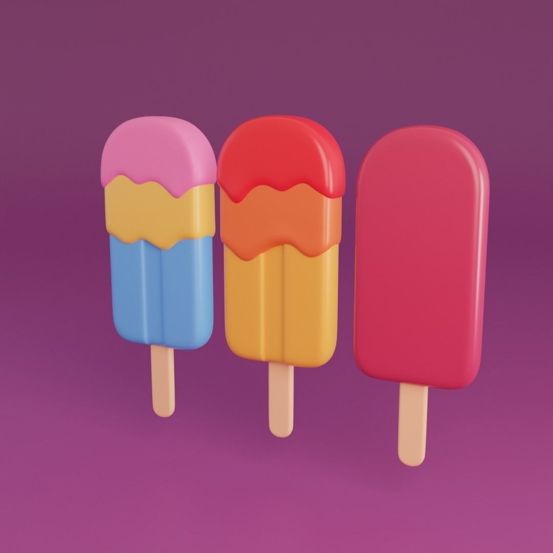 3D model Cartoon popsicle icecream VR / AR / low-poly | CGTrader