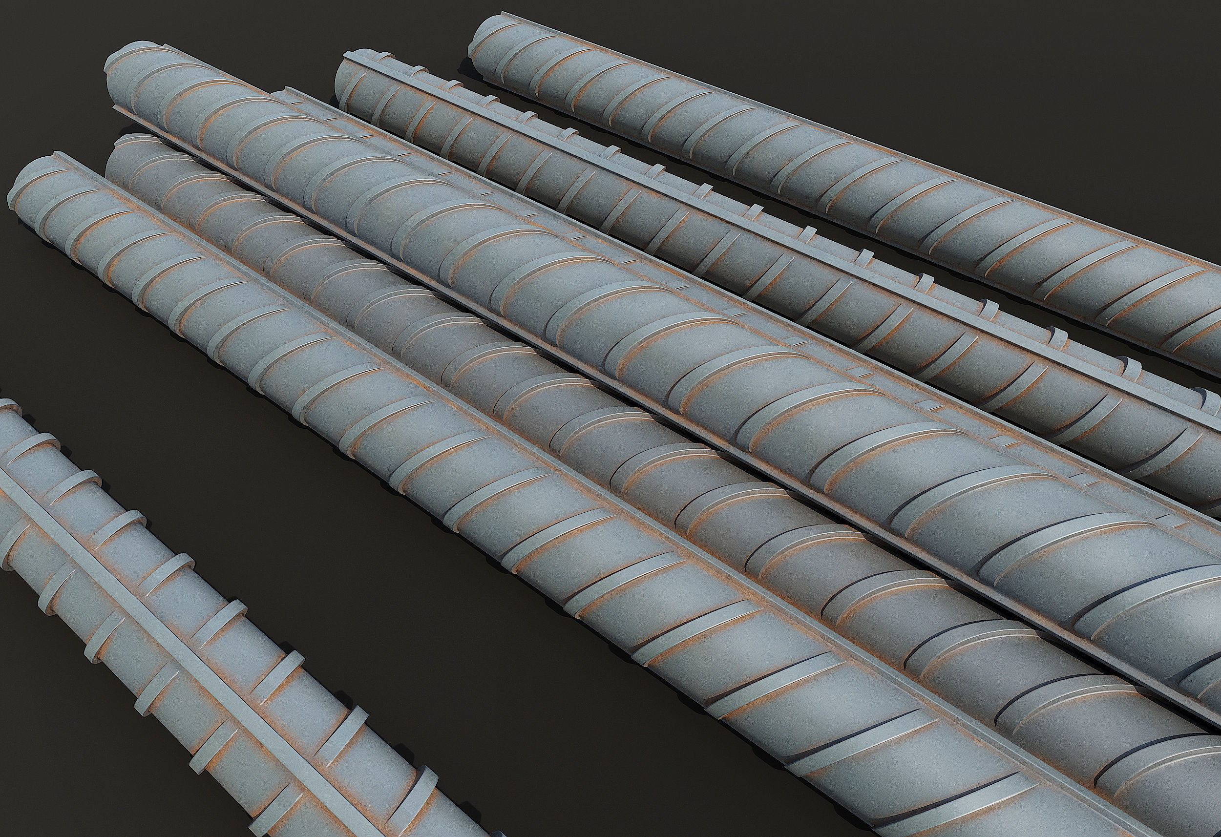 Corroded steel rebar Rusty reinforcement Building materials 3D model ...