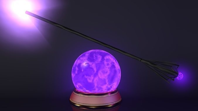 Crystal Ball and Magic Wand 3D model | CGTrader