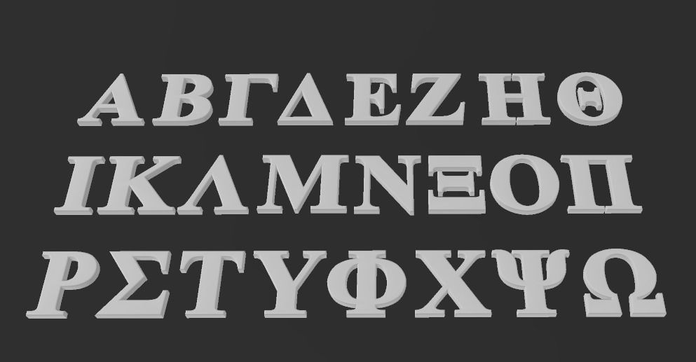 GREEK ALPHABET 3D model 3D printable | CGTrader