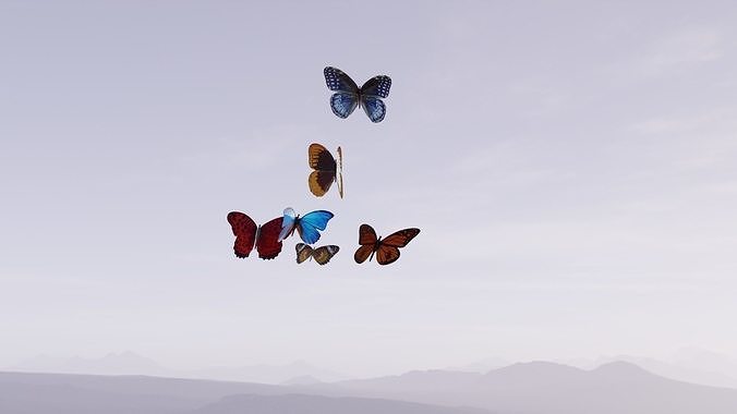 3D model Butterfly butterflies flying in sky VR / AR / low-poly | CGTrader