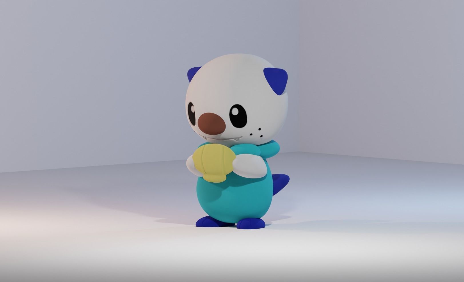 Oshawott cartoon character holding ball 3D model 3D printable | CGTrader