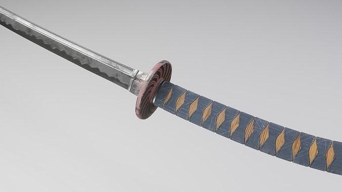 Stylized rusty katana with jeans handle PBR low-poly game ready free VR ...