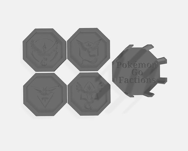 Pokemon go factions coaster set 3D model 3D printable | CGTrader
