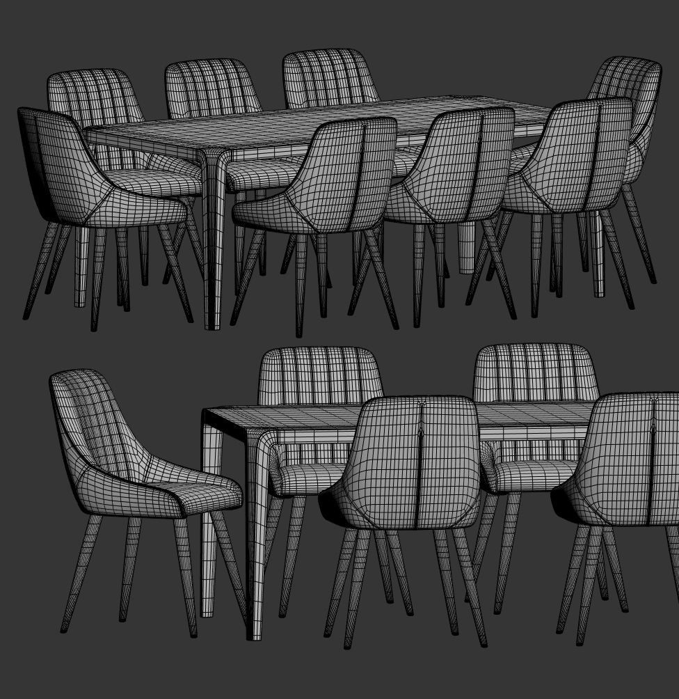 Chipman Chair Eiles Table Dining Set 3D model | CGTrader