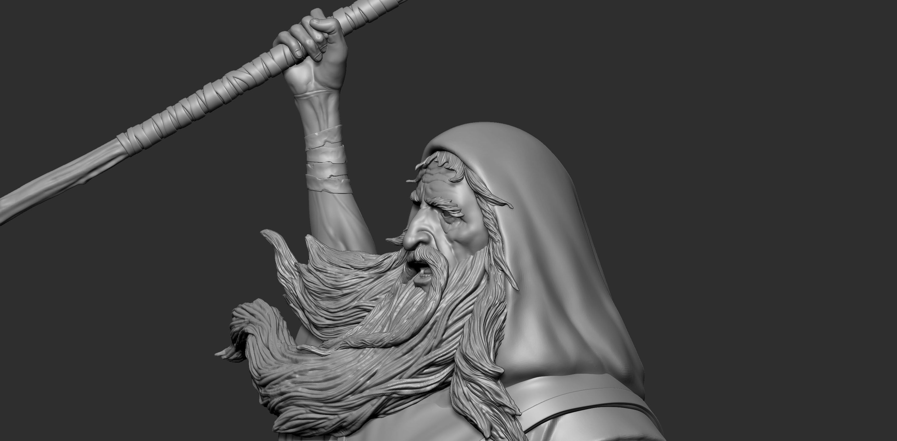 Wizard statue of holding staff free 3D model 3D printable | CGTrader