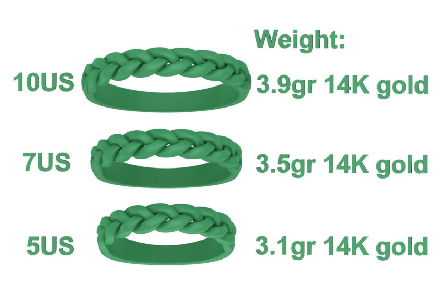 Braided Ring Half Rounded 4mm Wide Wedding Band ring 3dmodel 3D model ...