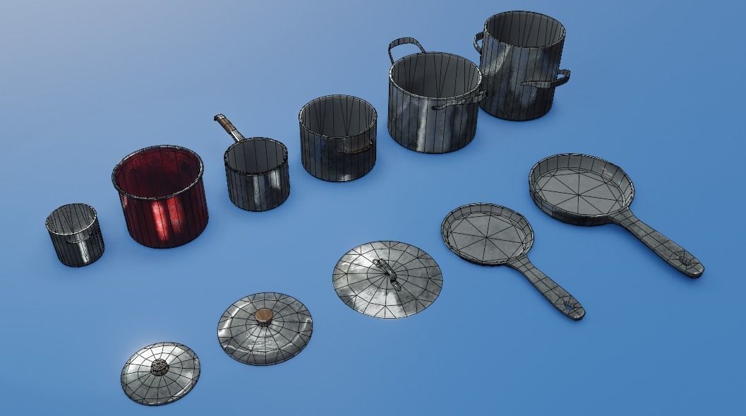 3D model Kitchen Pans Collection - 1 VR / AR / low-poly | CGTrader
