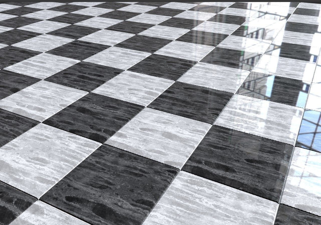Black and white checker Marble tillable PBR texture Texture | CGTrader