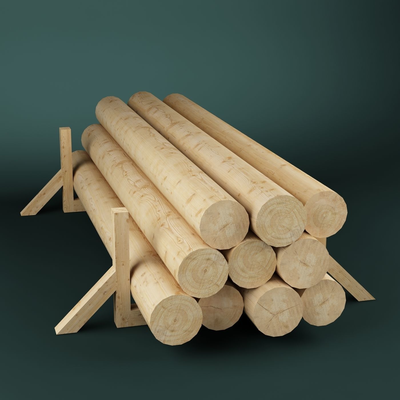Cylindrical wooden beams 3D model | CGTrader