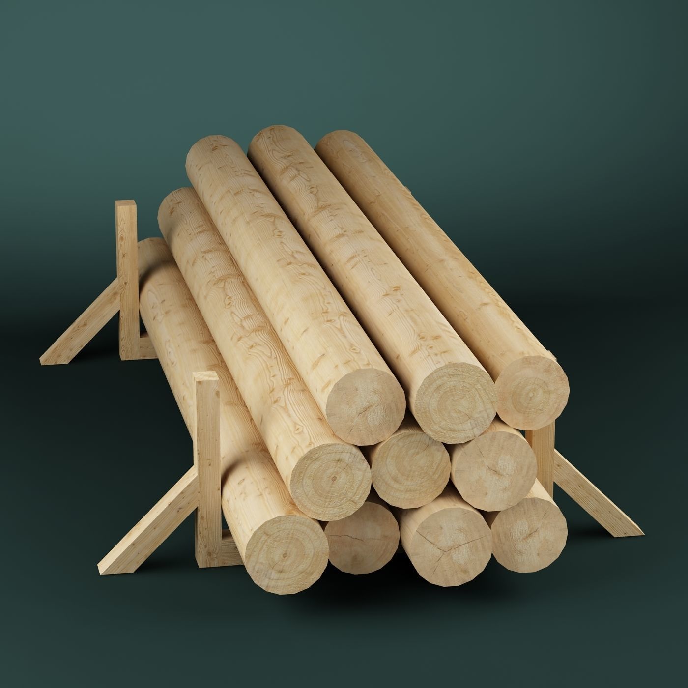 Cylindrical wooden beams 3D model | CGTrader