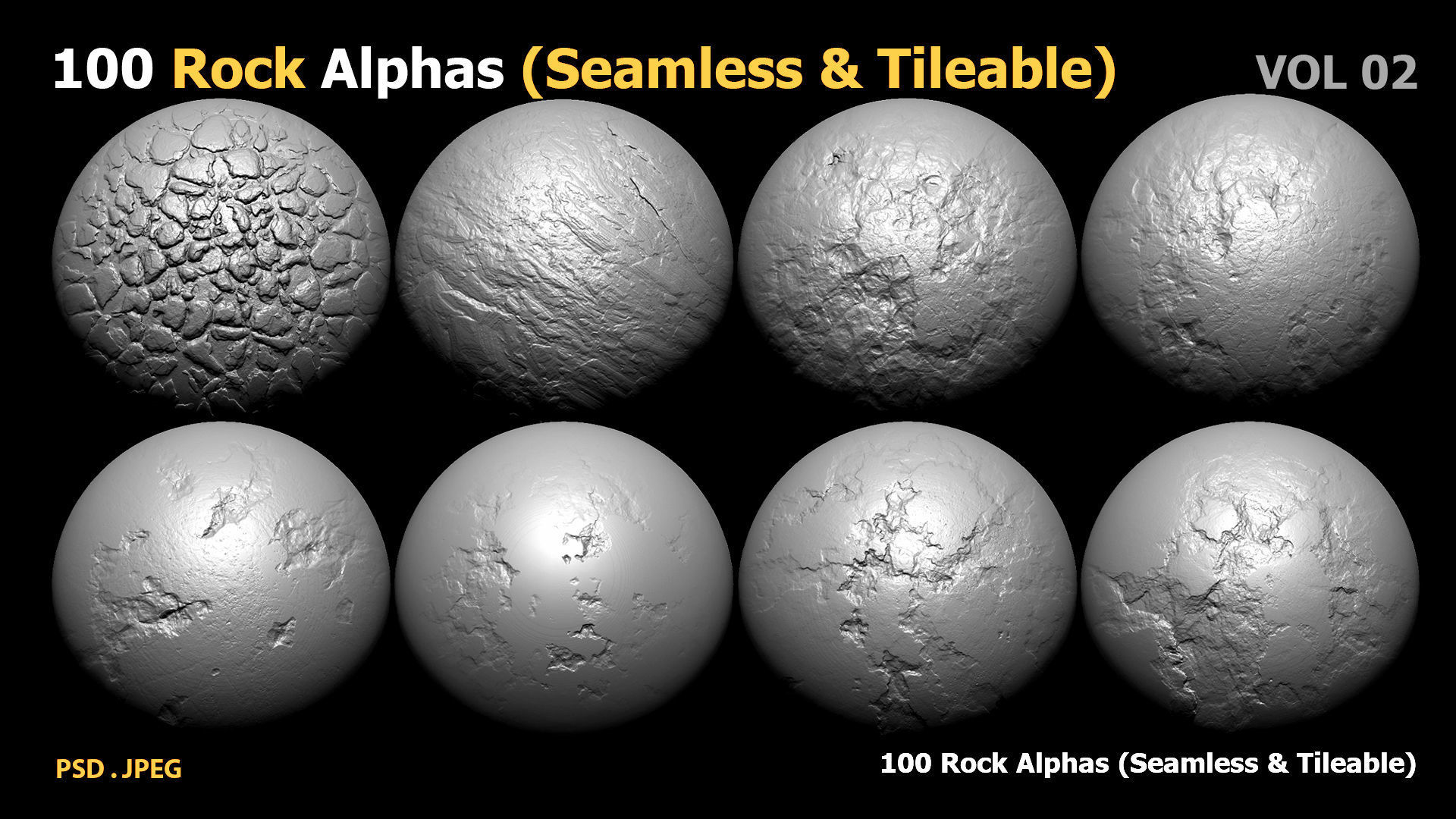 100 Rock Alphas Seamless - Tileable 3D model | CGTrader
