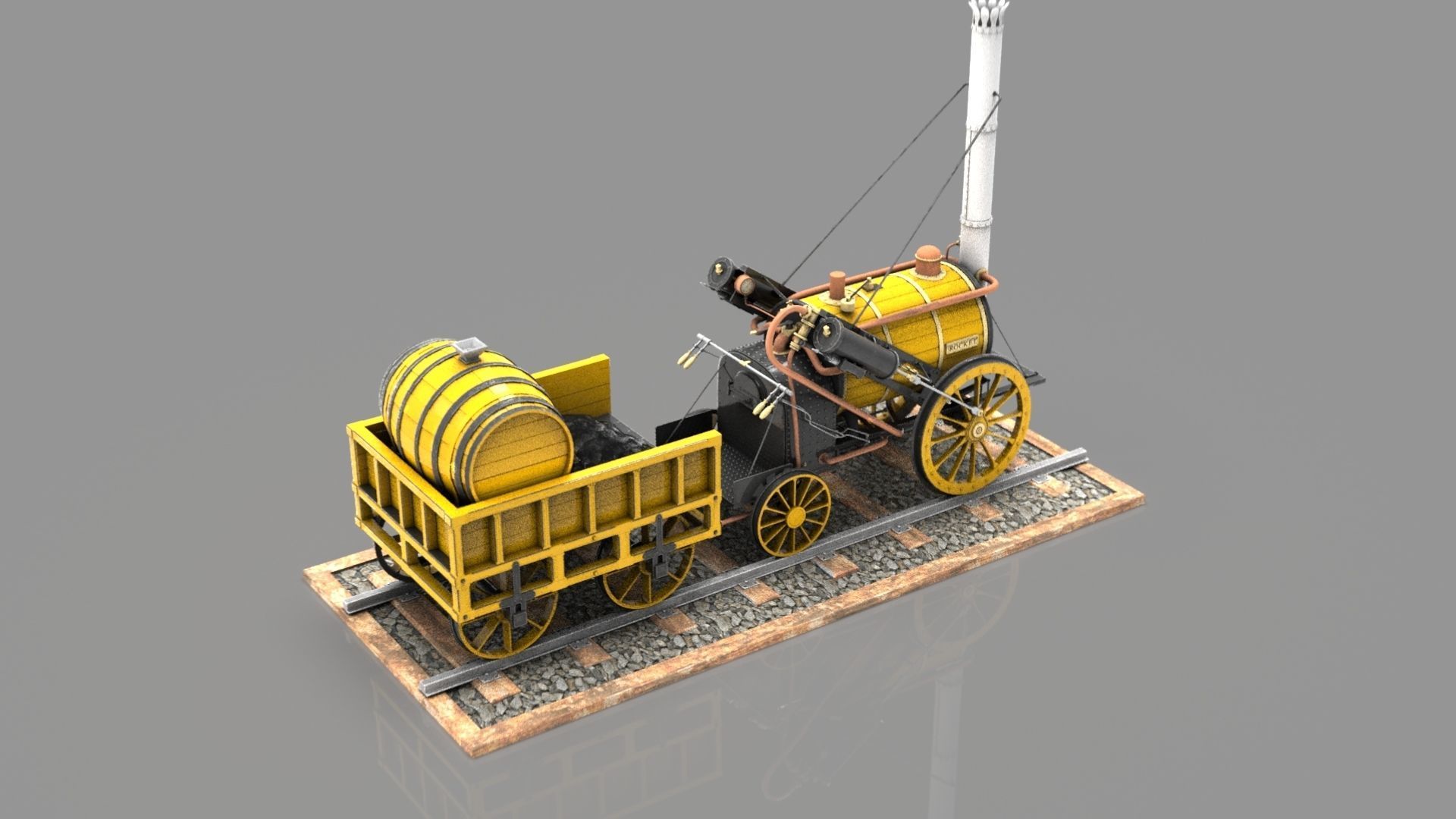 Rocket Steam Locomotive 3D model | CGTrader