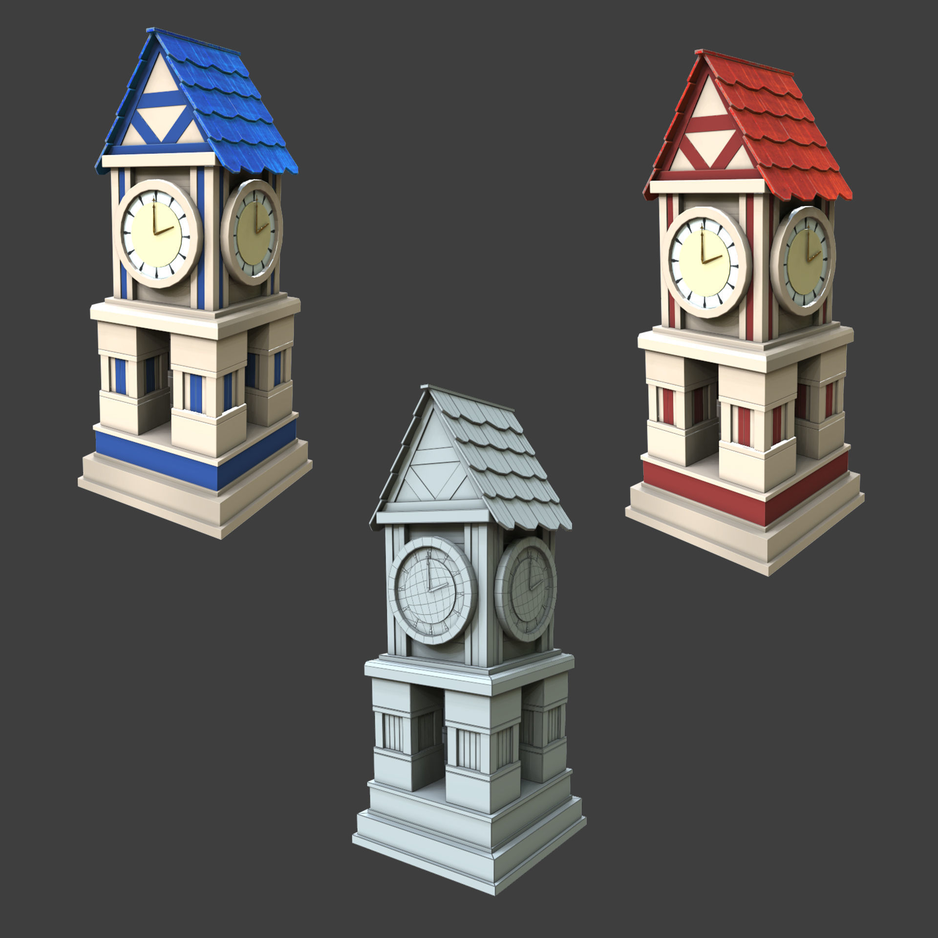 3D model clock tower stylized 3d model VR / AR / low-poly | CGTrader