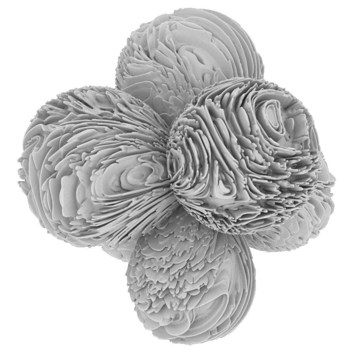 Oddity three gold swirled flowers 3D model | CGTrader