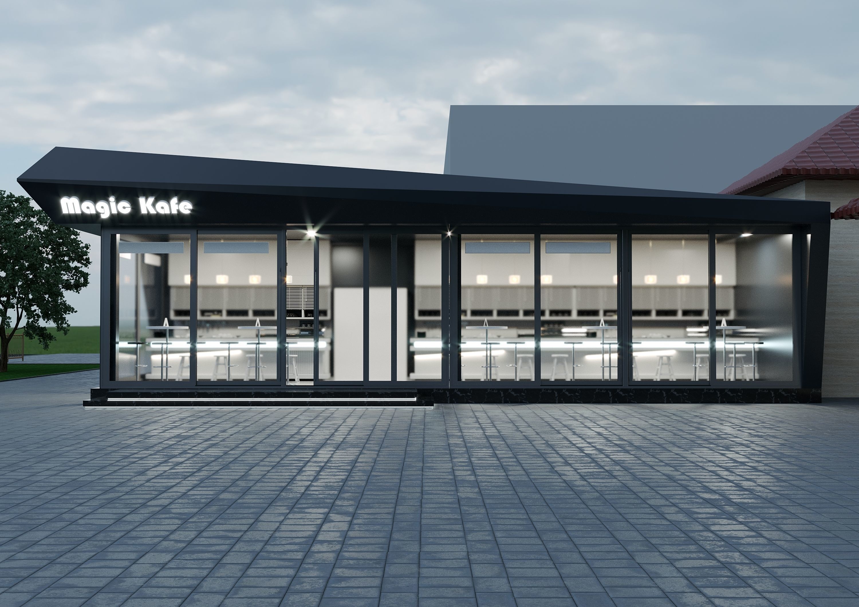 Cafe modern architecture 571 632 3D model rigged | CGTrader