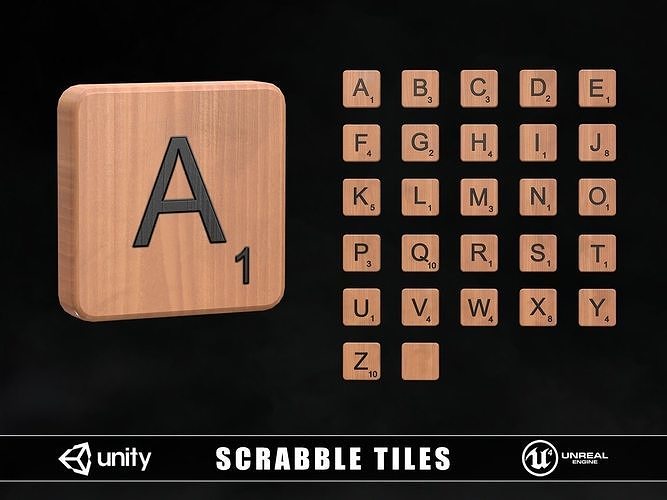 3D model Scrabble Tiles VR / AR / low-poly | CGTrader