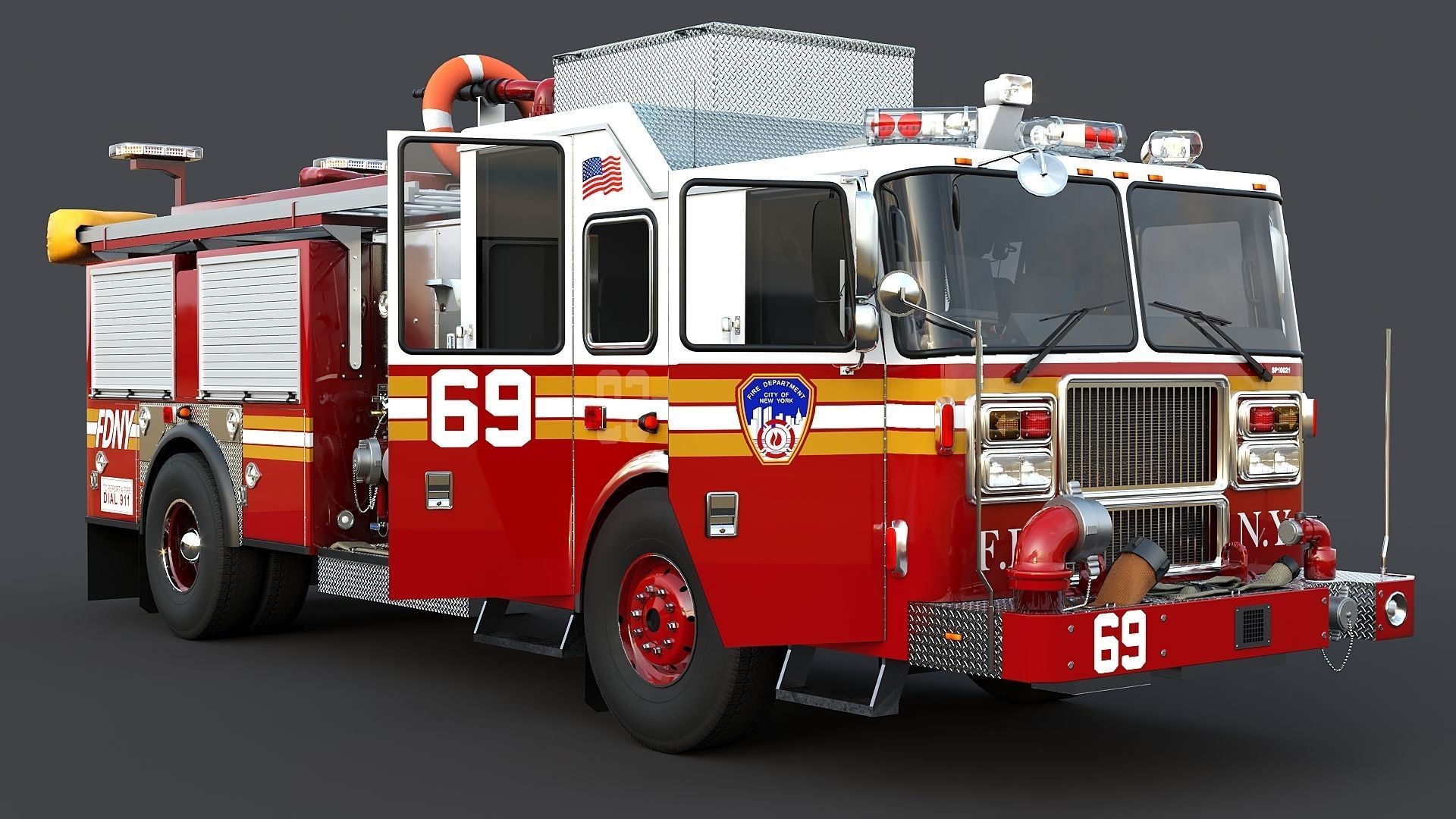 3D model Fire Truck FDNY Engine with Interior VR / AR / low-poly | CGTrader