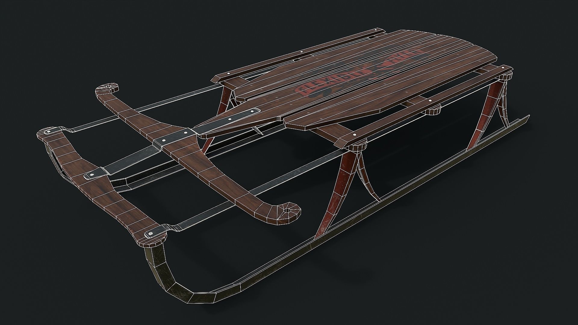 3D model Christmas Set of 6 Old Wooden Sleds VR / AR / low-poly | CGTrader