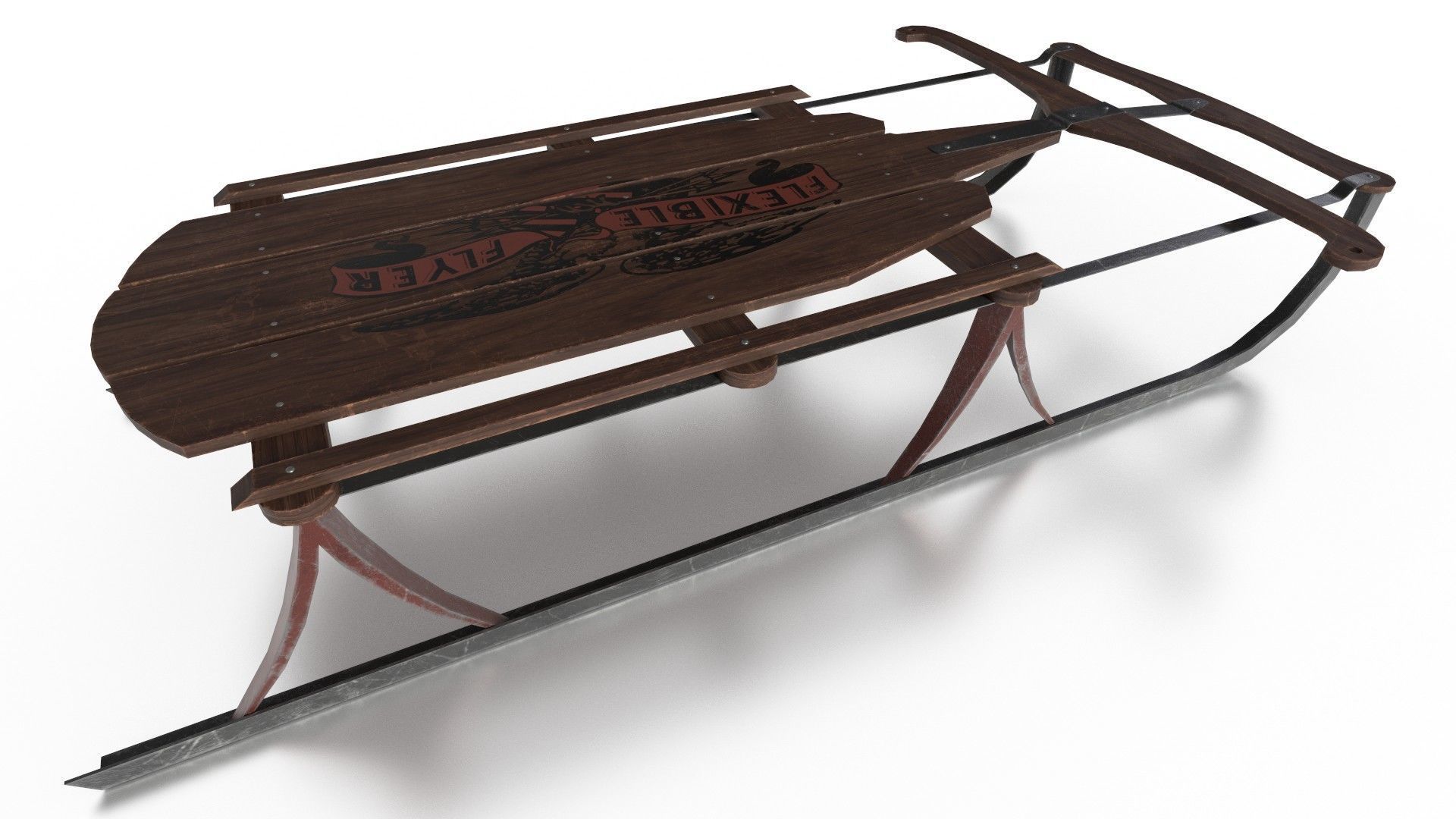 3D model Christmas Set of 6 Old Wooden Sleds VR / AR / low-poly | CGTrader