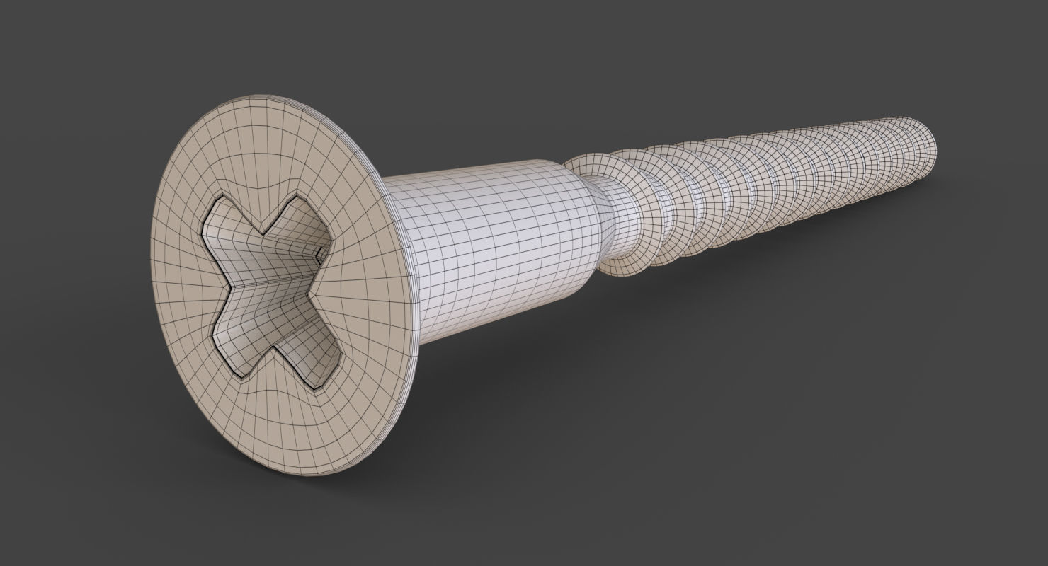 Phillips flat head Wood Screw 3D model | CGTrader