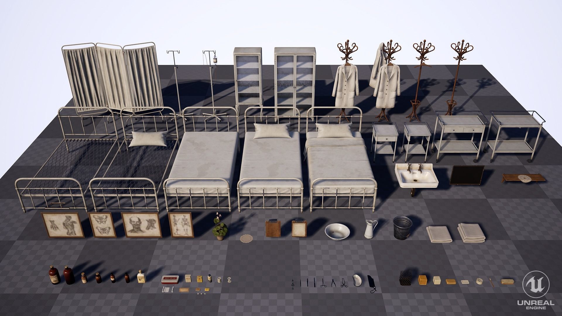 3D model Victorian Hospital Props Pack VR / AR / low-poly | CGTrader