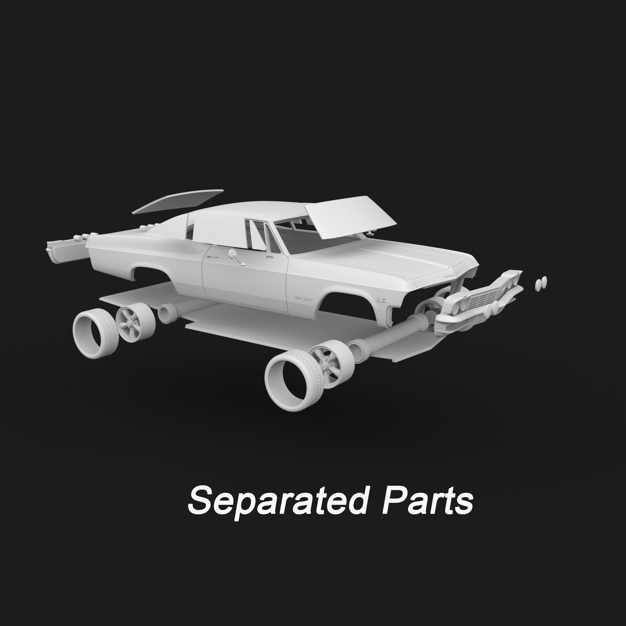 Chevrolet Impala 1965 Ready to Print STL Files 3D model 3D printable ...