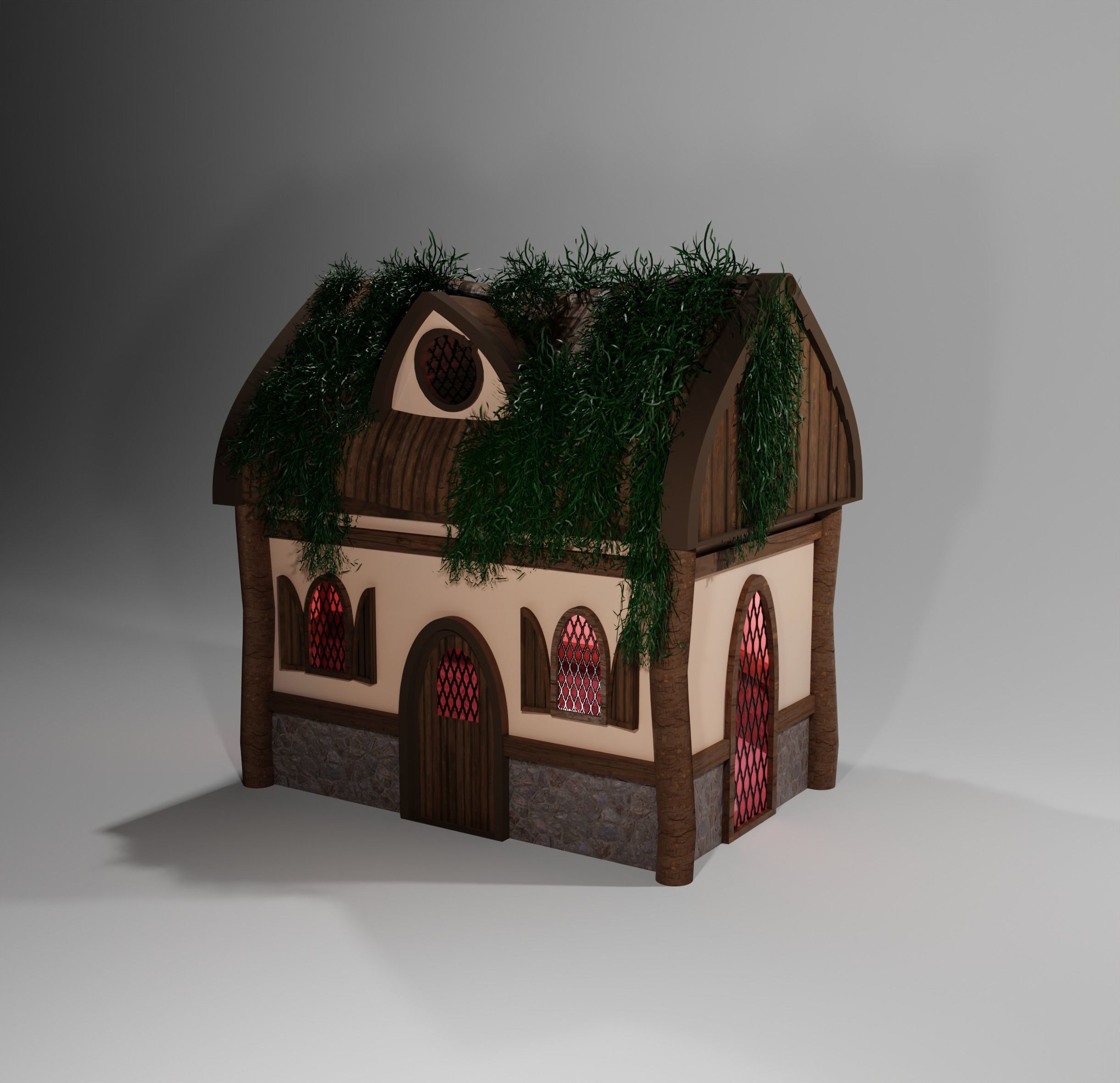 Tiny Garden House with moss free VR / AR / low-poly 3D model | CGTrader