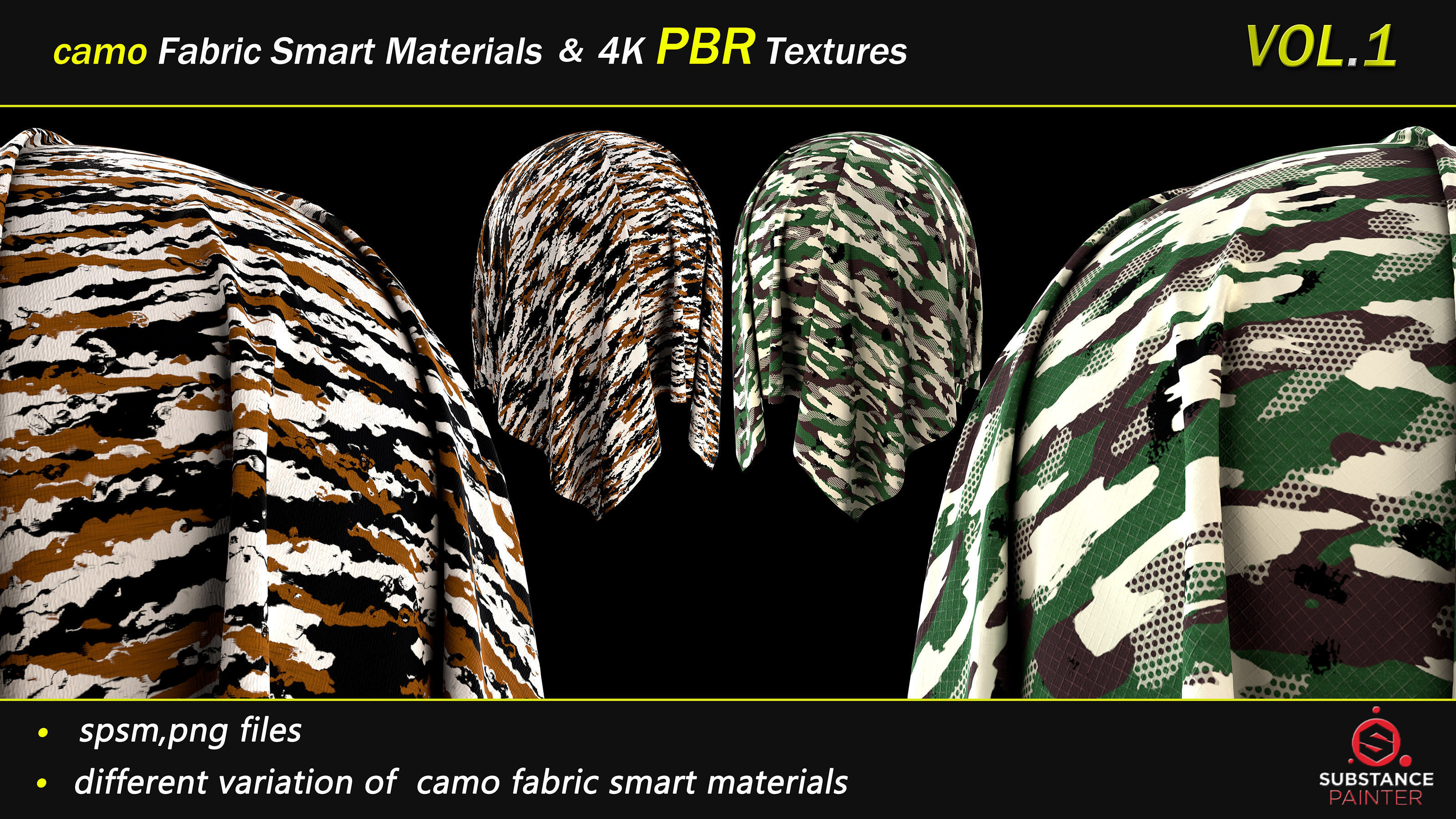 50 camo Fabric Smart Material Bundle and 4K PBR Texture Texture | CGTrader