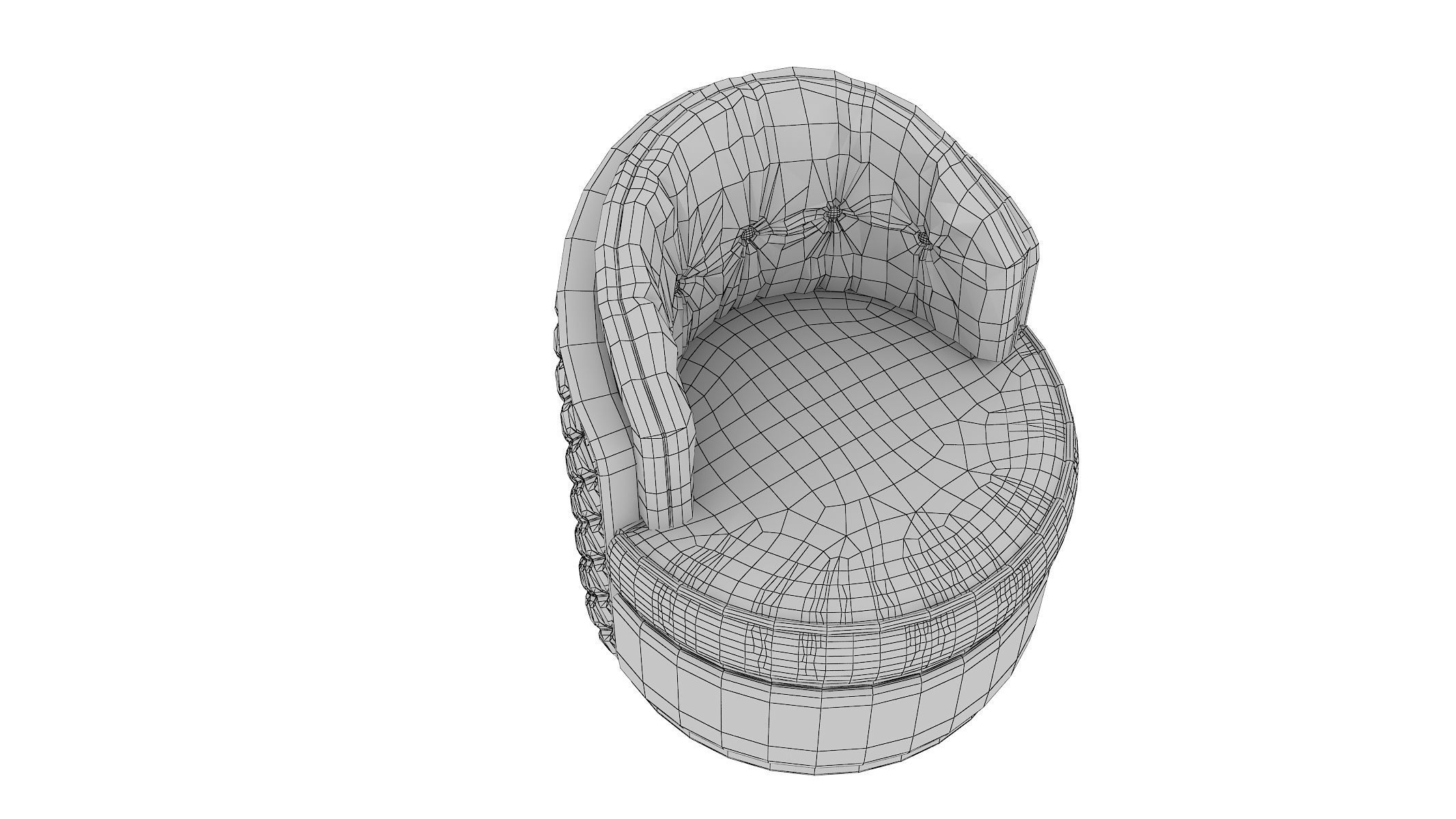 Luxxu round tufted small round chair 3D model | CGTrader
