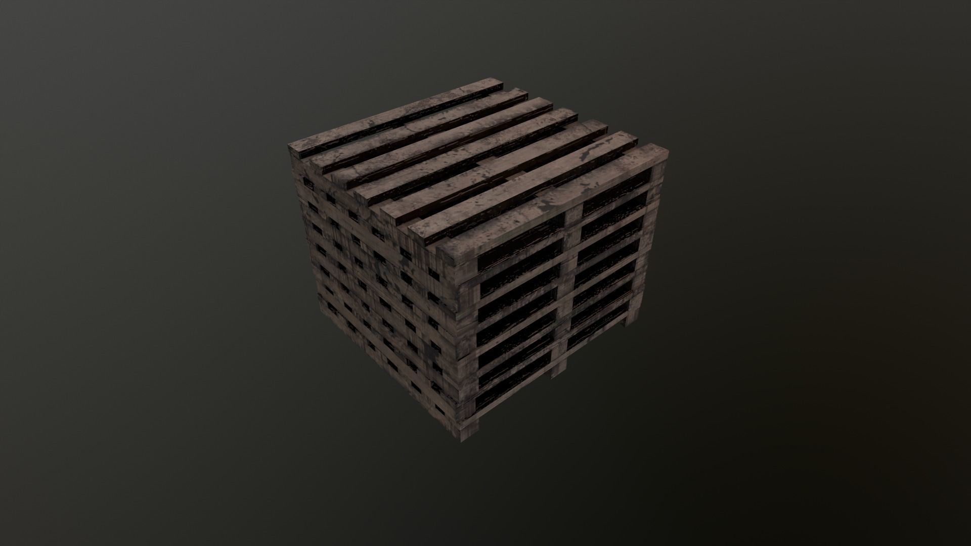 3D model A flat stack of one-sided pallets with 3 supports VR / AR ...