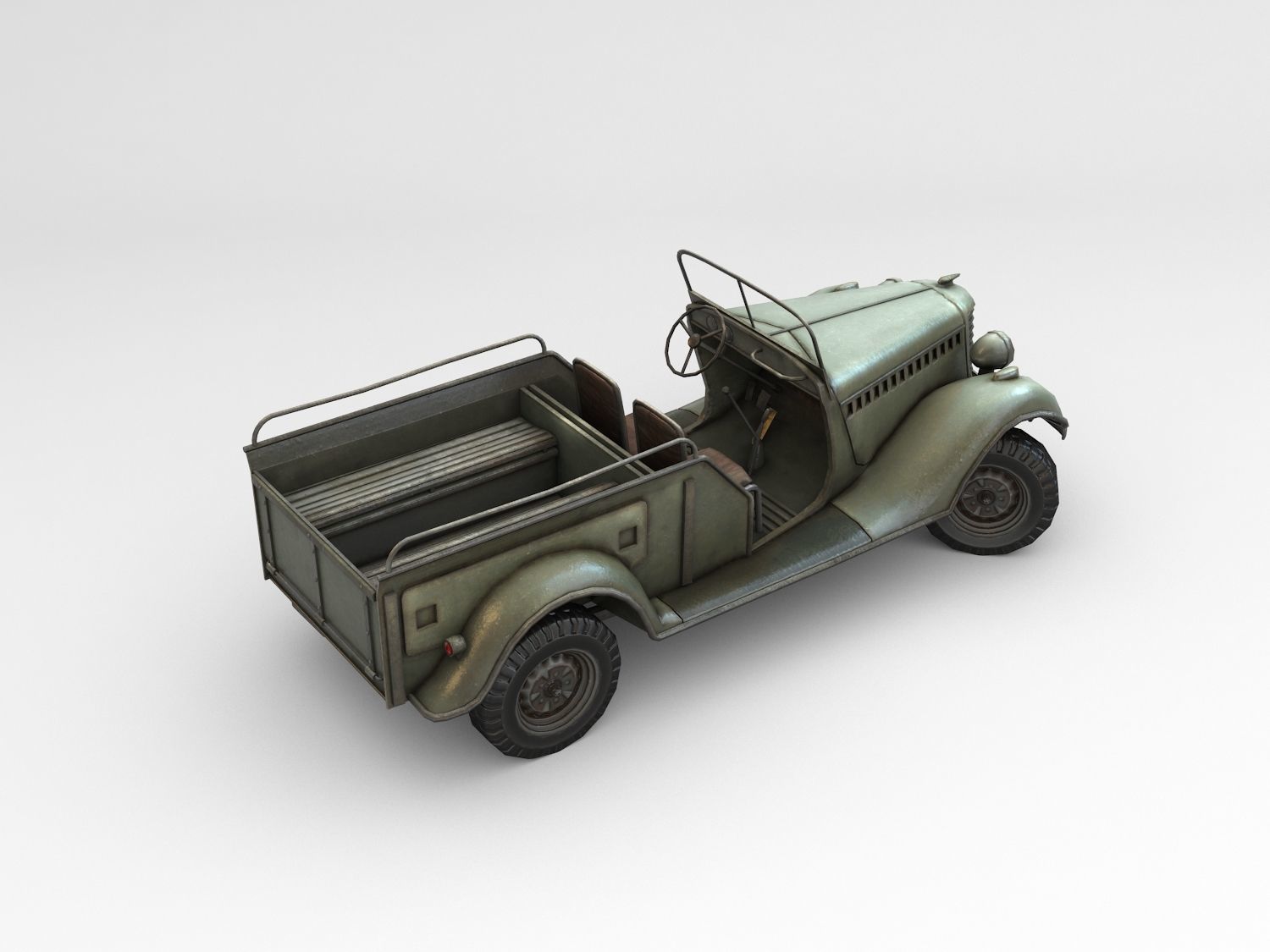 3D model Low Poly Gaz 61 417 Gun Tractor VR / AR / low-poly | CGTrader