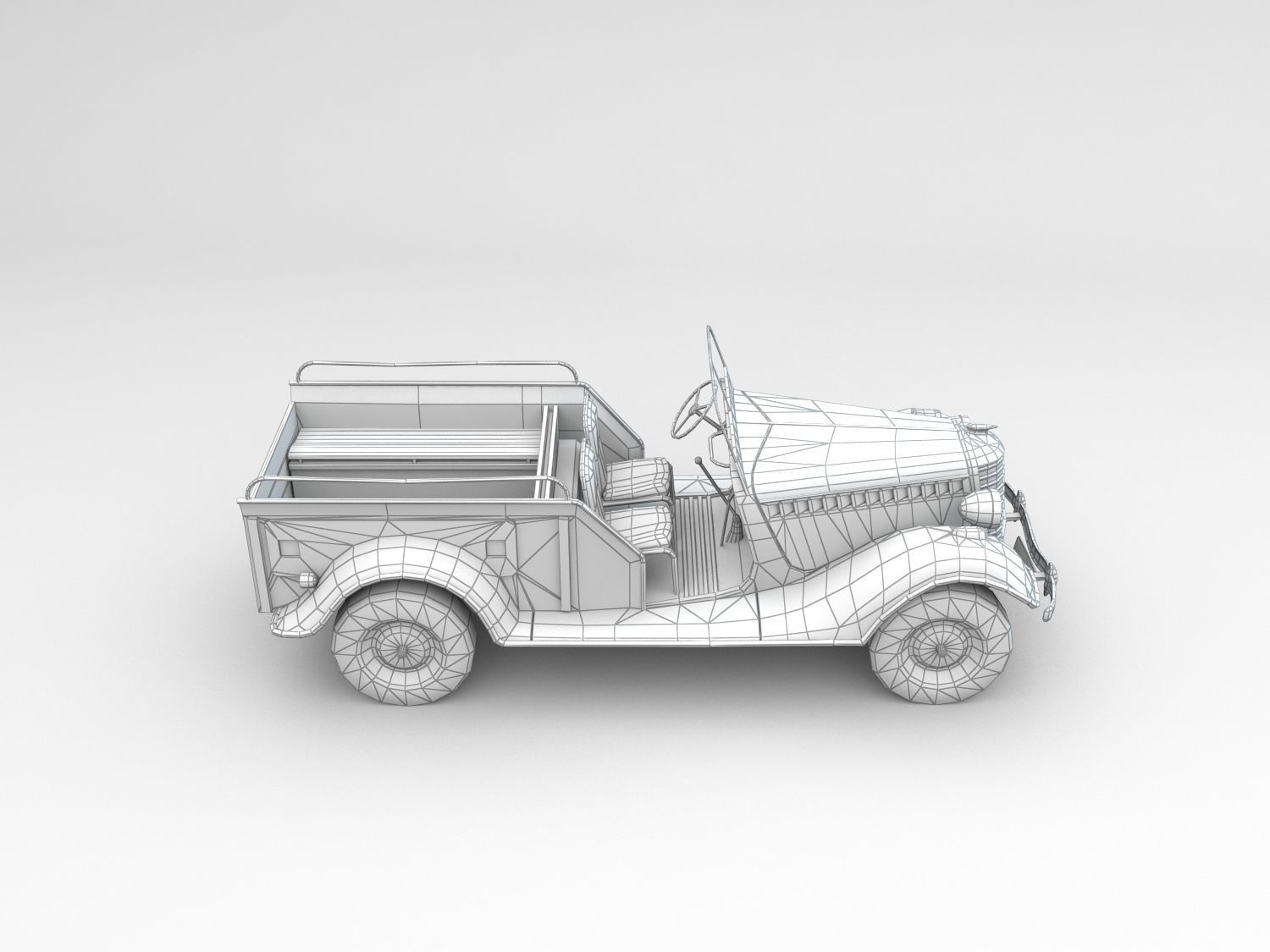 3D model Low Poly Gaz 61 417 Gun Tractor VR / AR / low-poly | CGTrader