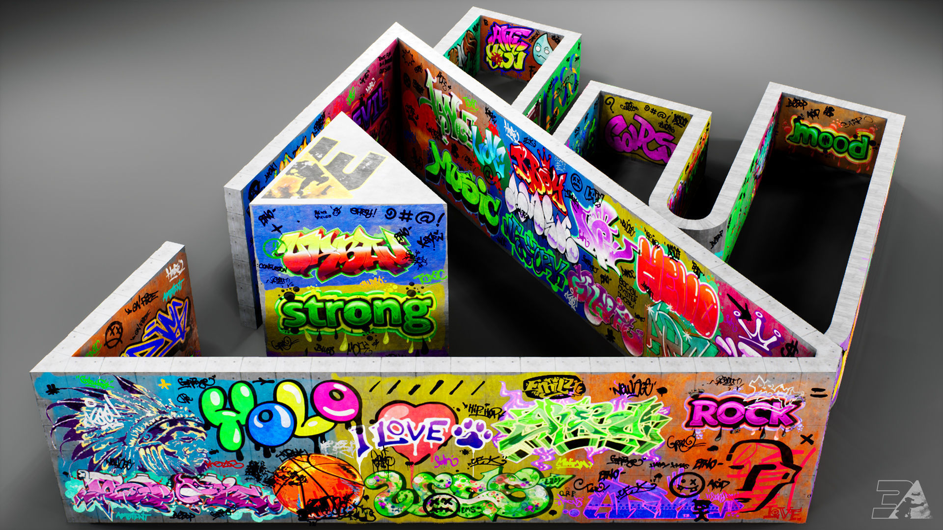 Texture 350 Graffiti 4K PNG Cutouts VR / AR / low-poly | CGTrader