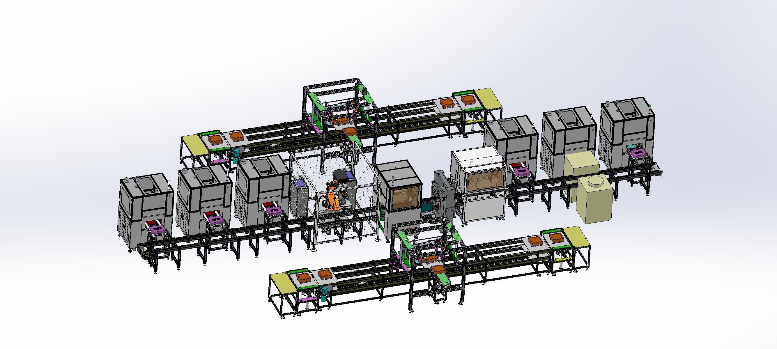 Battery laser welding machine production line 3D model | CGTrader