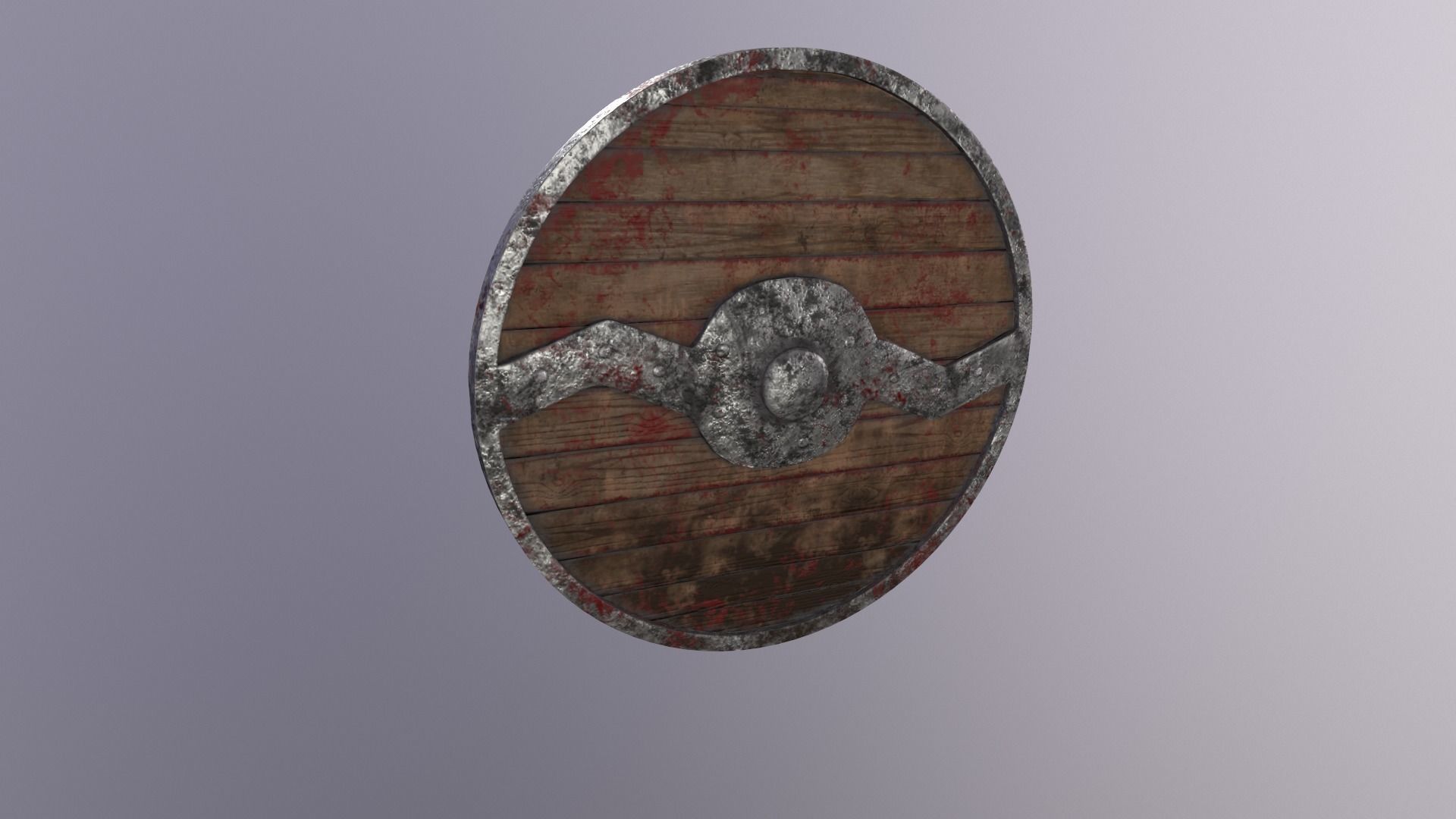 3D model Round wooden shield with horizontal angular reinforcement VR ...