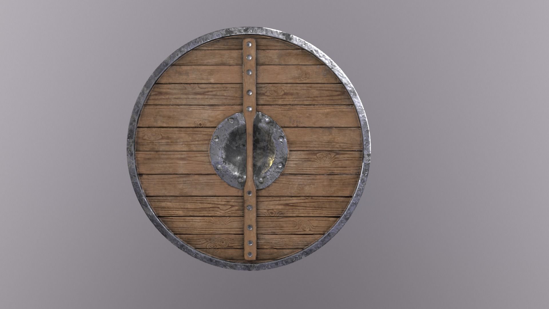 3D model Wooden round shield with cruciform reinforcement VR / AR / low ...