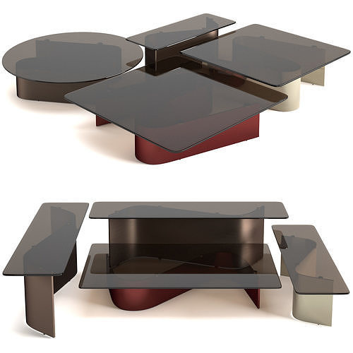 Minotti Bender coffee tables set 3D model | CGTrader