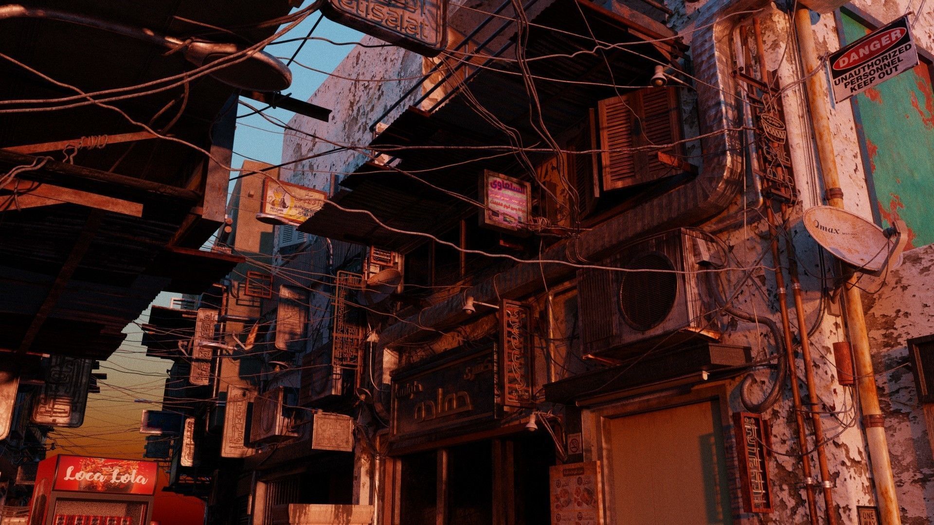 Cairo City Cyberpunk Streets - Animated Neon Signs - Day - Night 3D ...