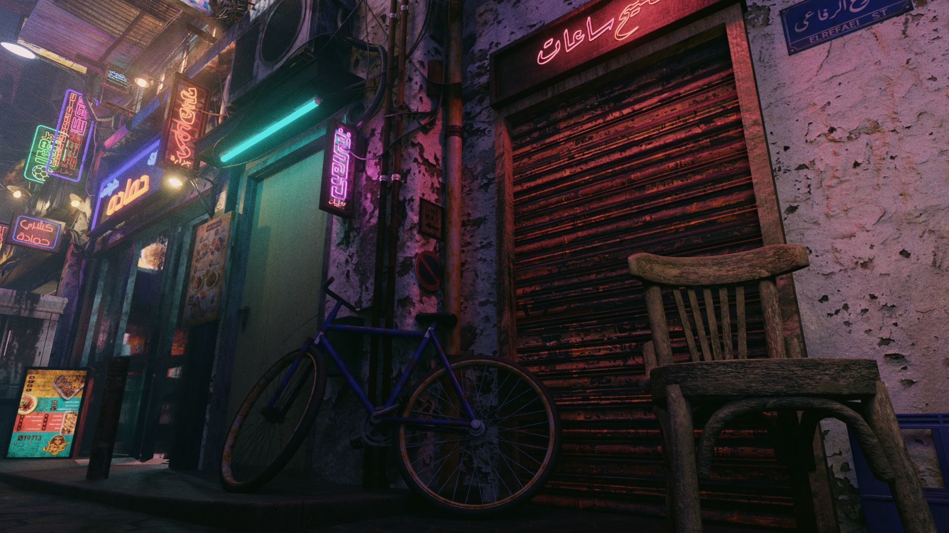 Cairo City Cyberpunk Streets - Animated Neon Signs - Day - Night 3D ...