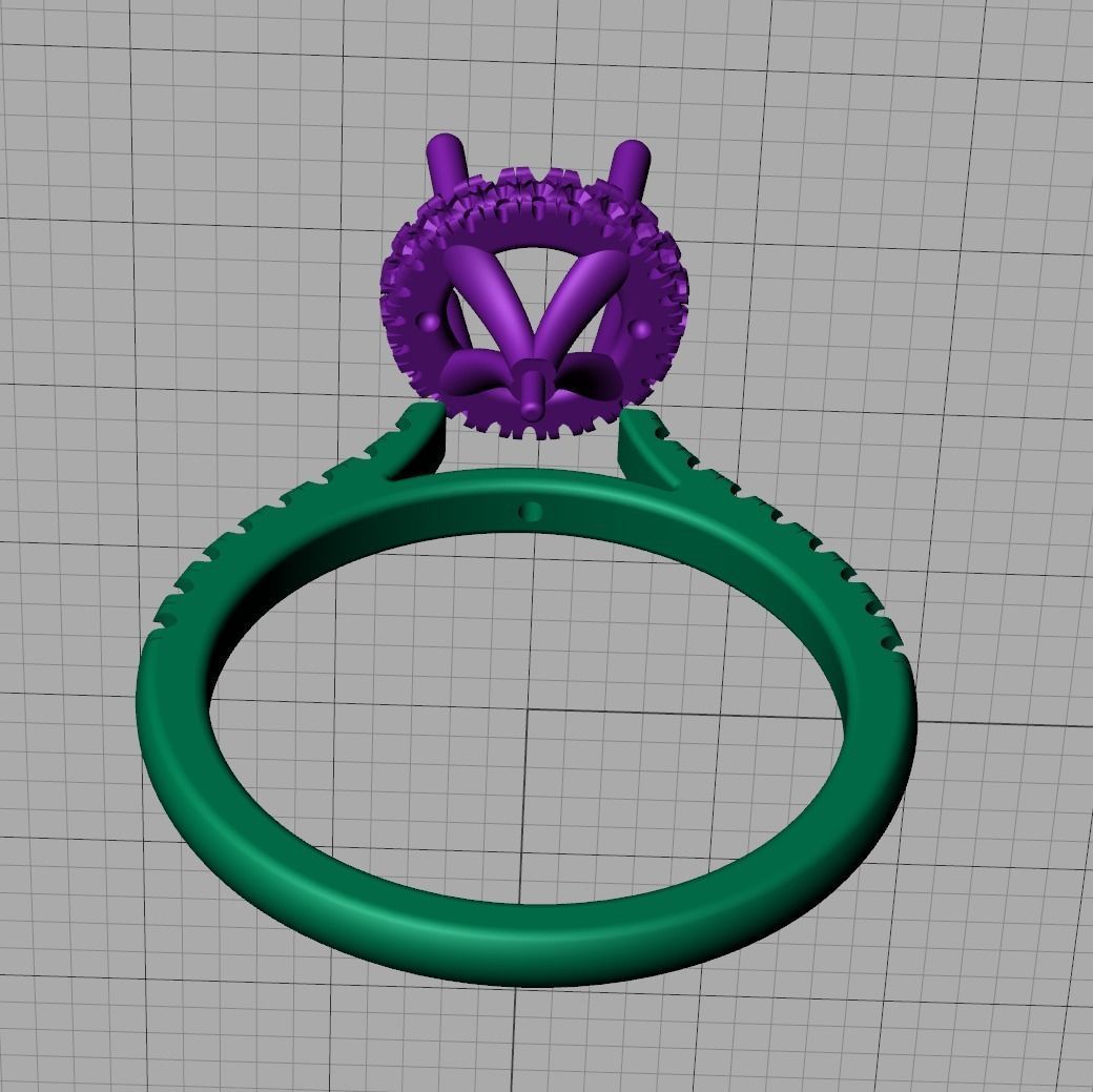 Halo Engagement Ring 1ct Stone Two Tone design 3dmodel 3D model 3D ...