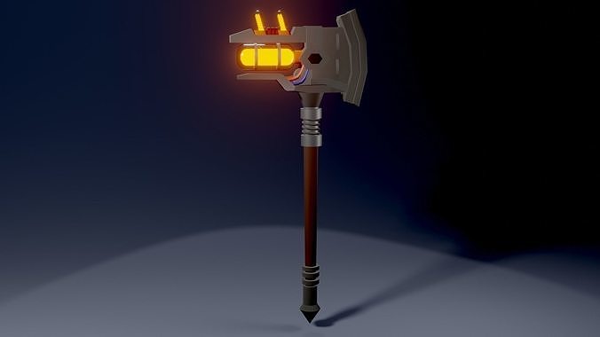 3D model Stylized Futuristic Axe Low-Poly game ready VR / AR / low-poly ...