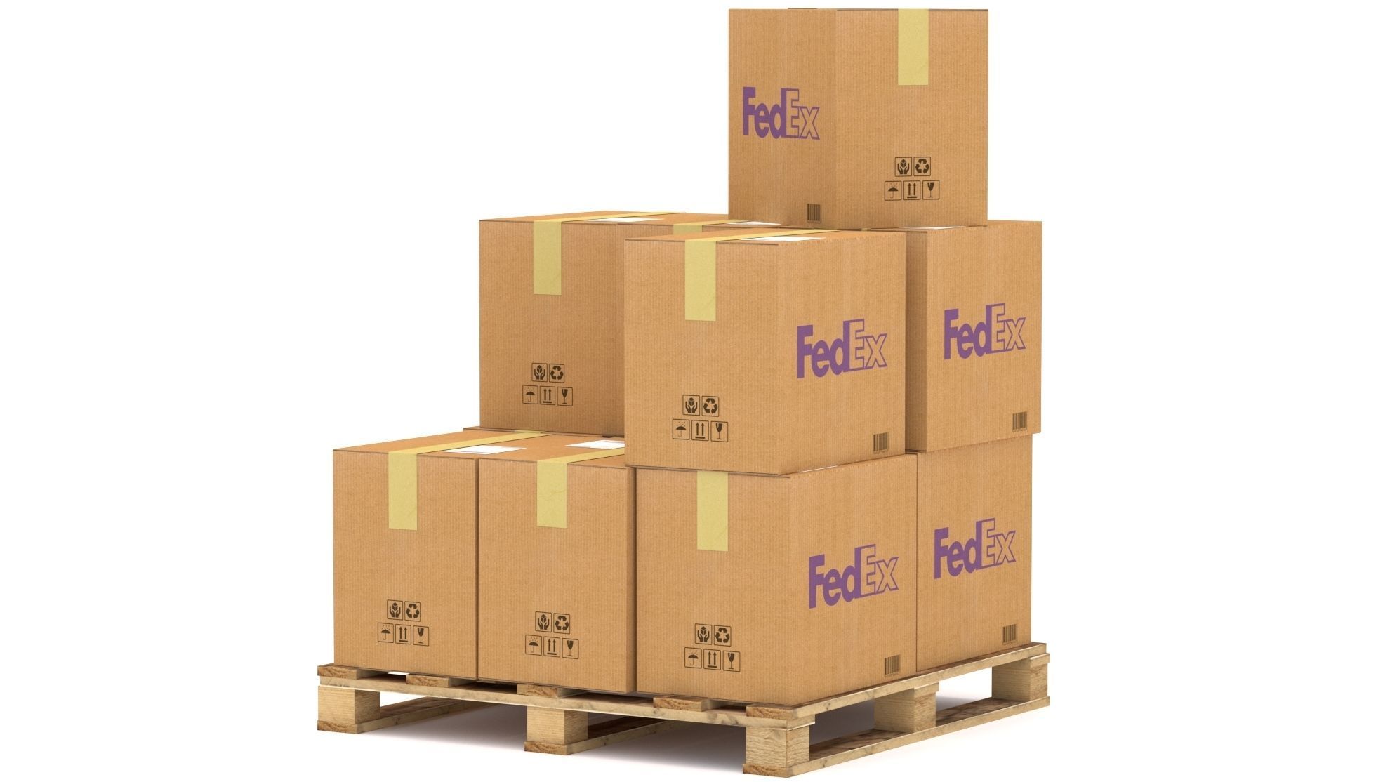 Fedex Cardboard Box with Pallet 3D model | CGTrader