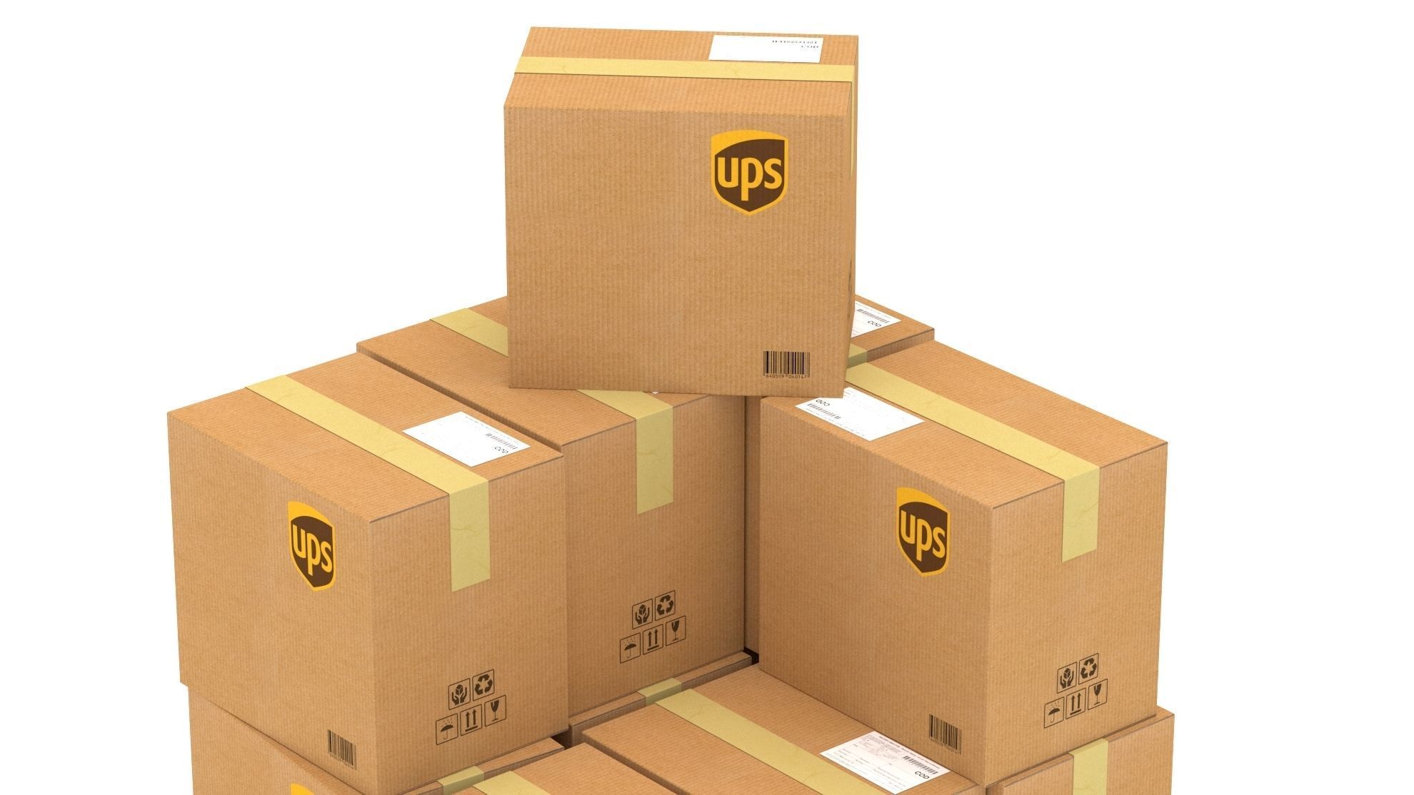 UPS Cardboard Box with Pallet 3D model | CGTrader