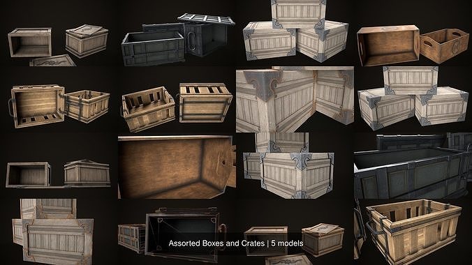 3D Model Collection Assorted Boxes and Crates VR / AR / low-poly | CGTrader